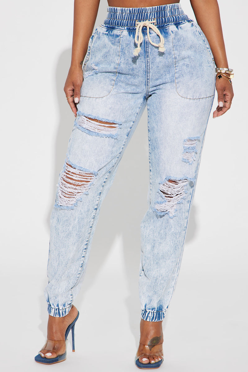 Most Wanted Stone Wash Jogger Jeans - Stone Blue Wash | Fashion Nova ...