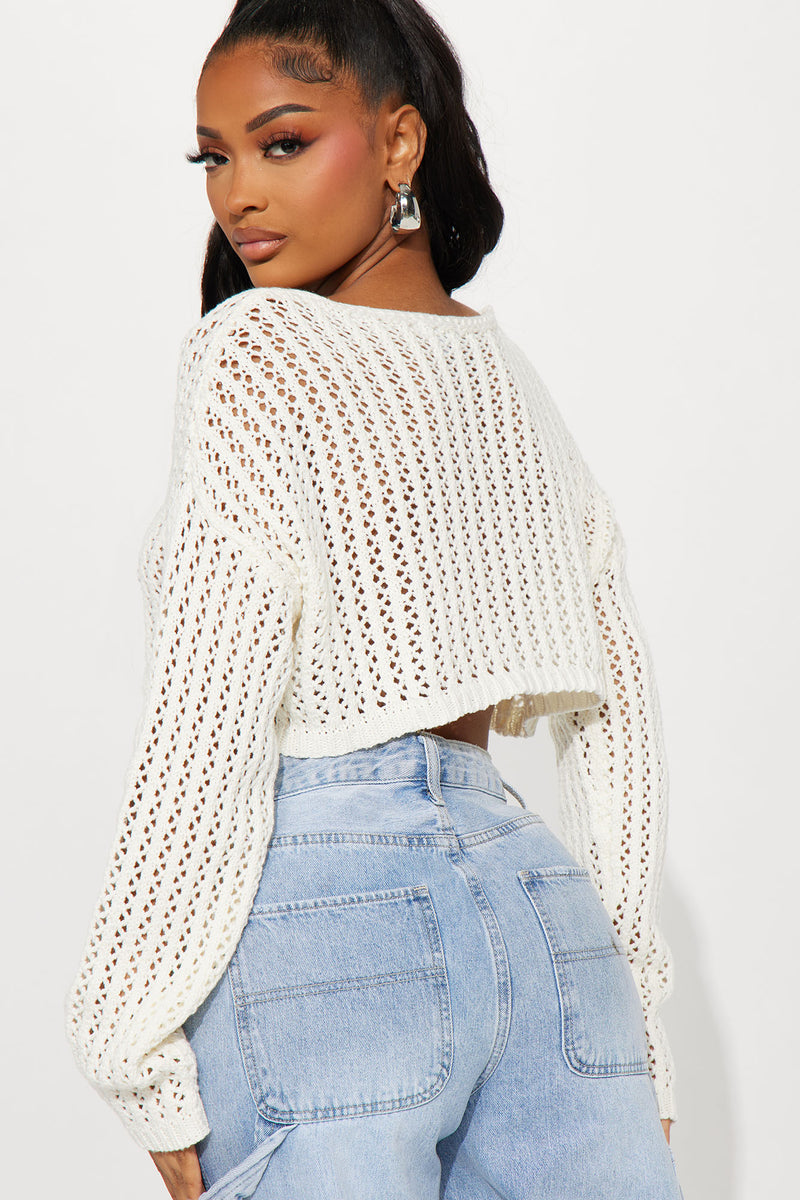 Livin' The Best Life Cropped Cardigan Sweater - White | Fashion Nova ...
