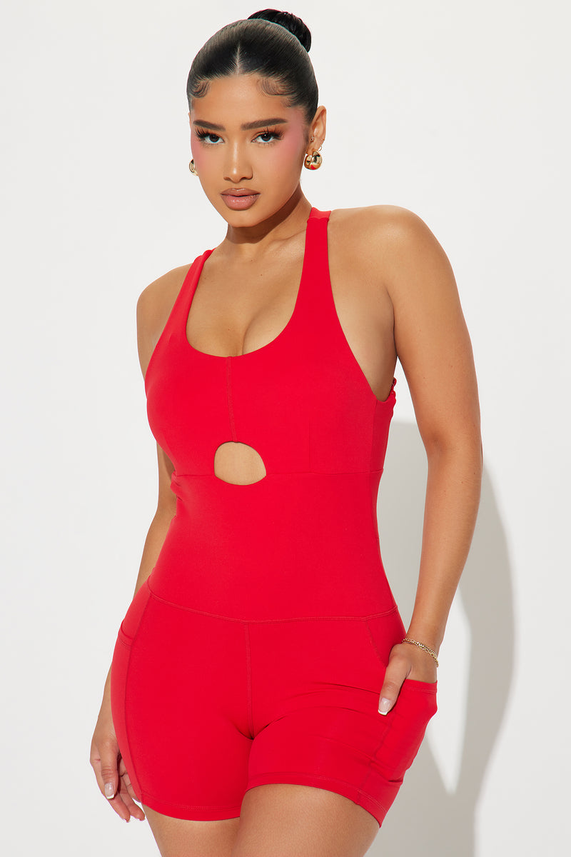 Gym Girly Active Romper - Red | Fashion Nova, Nova Sport | Fashion Nova