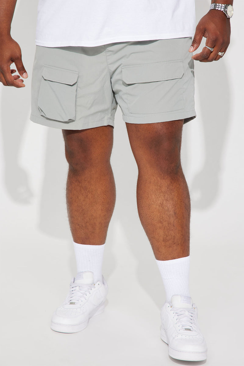 Get It Right For Me Utility Nylon Shorts - Grey | Fashion Nova, Mens ...