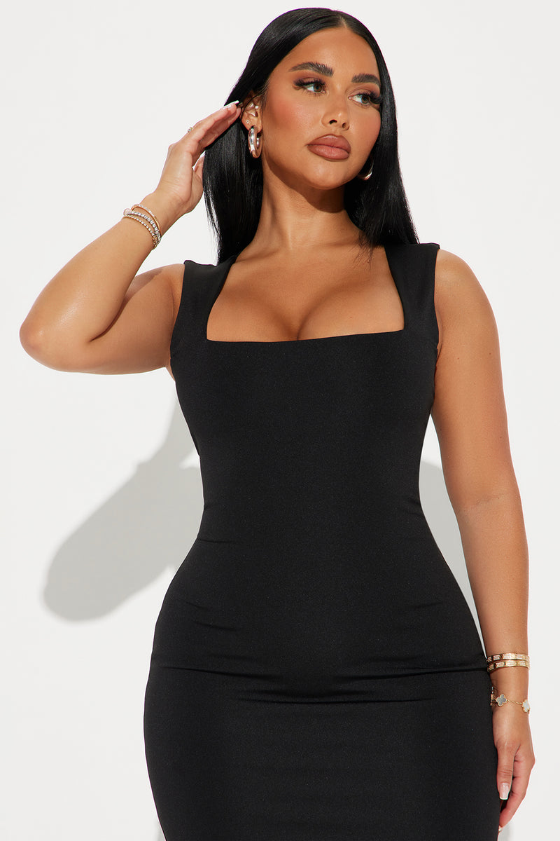Colette Double Lined Midi Dress Black Fashion Nova Dresses