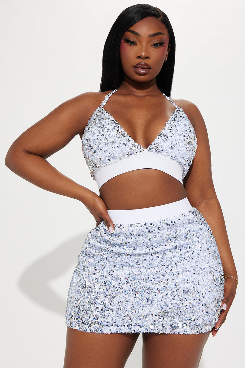 Sparkle Babe Skirt Set - Silver | Fashion Nova, Matching Sets | Fashion Nova