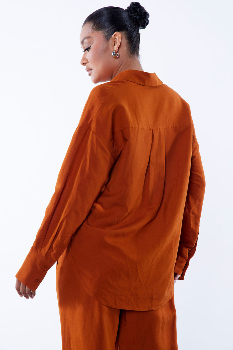 Evelyn Linen Button Up Top - Rust | Fashion Nova, Luxe | Fashion Nova