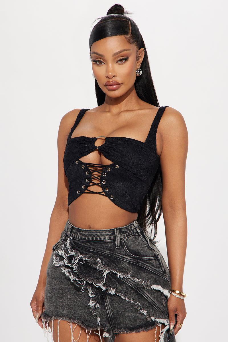 New Rules Lace Corset Top - Black | Fashion Nova, Knit Tops | Fashion Nova