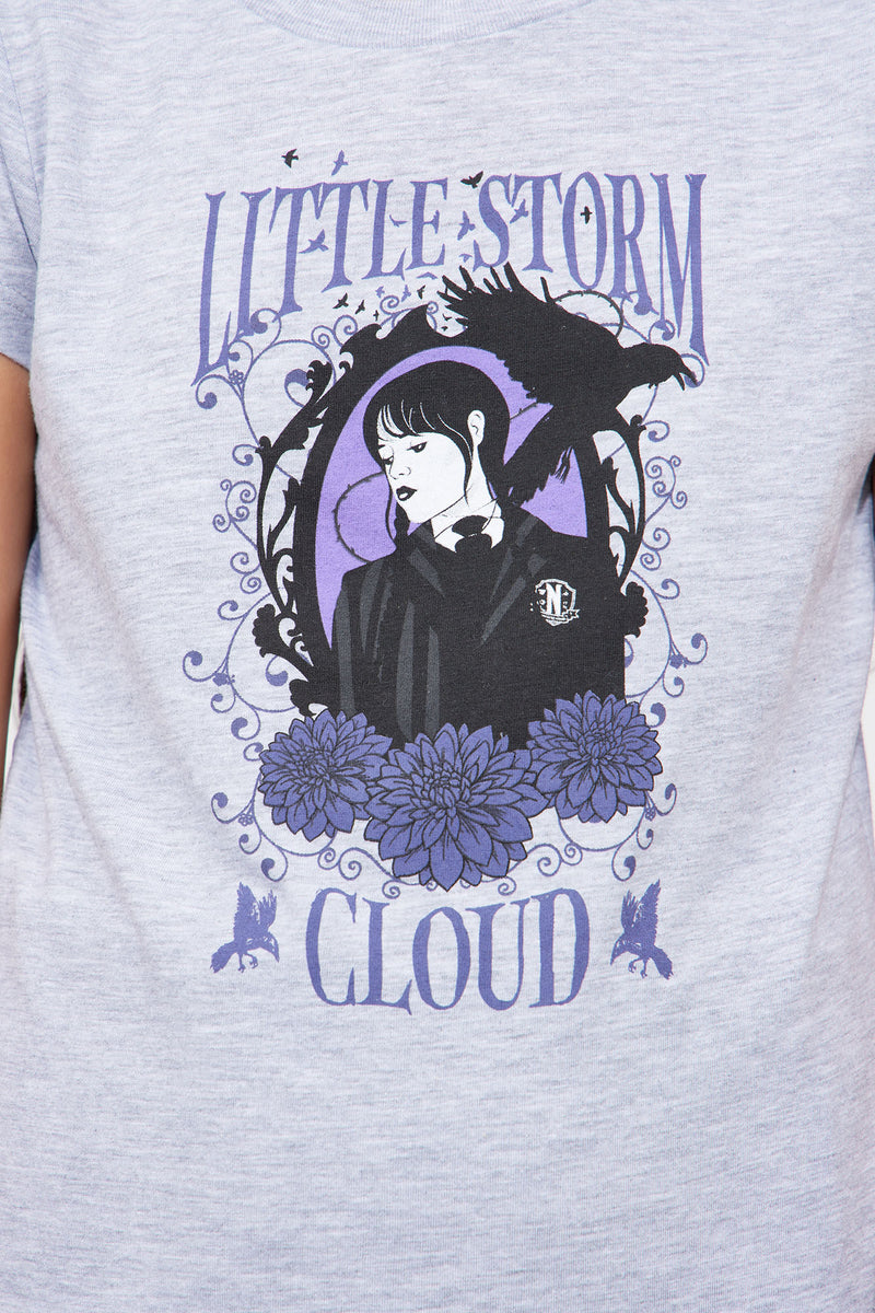Mini Wednesday Addams Little Storm Cloud Screen Tee - Heather Grey ...