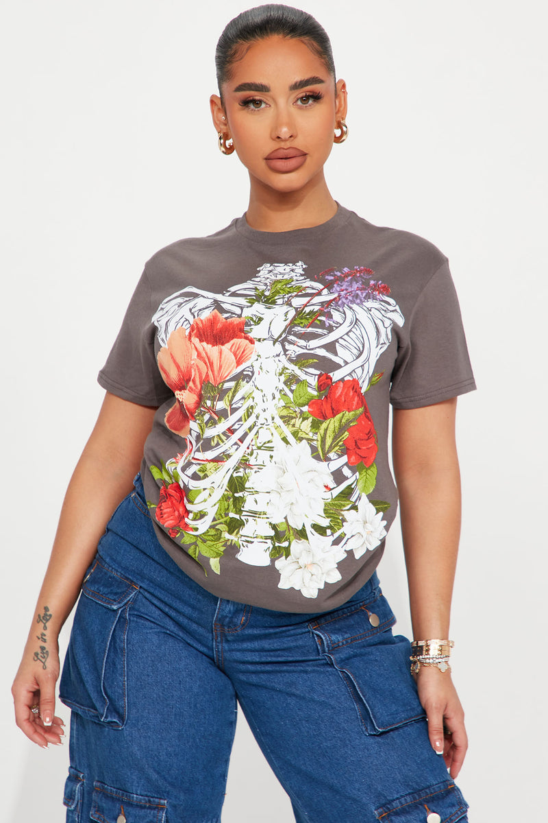 Skeletons In The Garden Graphic Tee - Charcoal | Fashion Nova, Screens ...