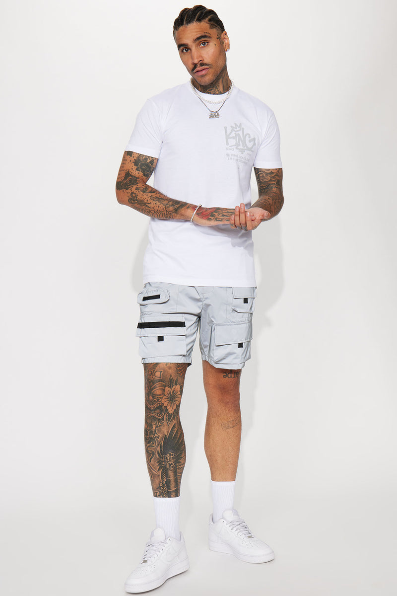 Versatile Cargo Shorts - Silver | Fashion Nova, Mens Shorts | Fashion Nova