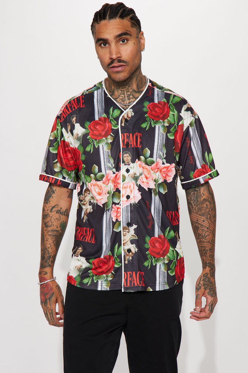 Scarface Roses Baseball Jersey - Multi Color | Fashion Nova, Mens Tees ...