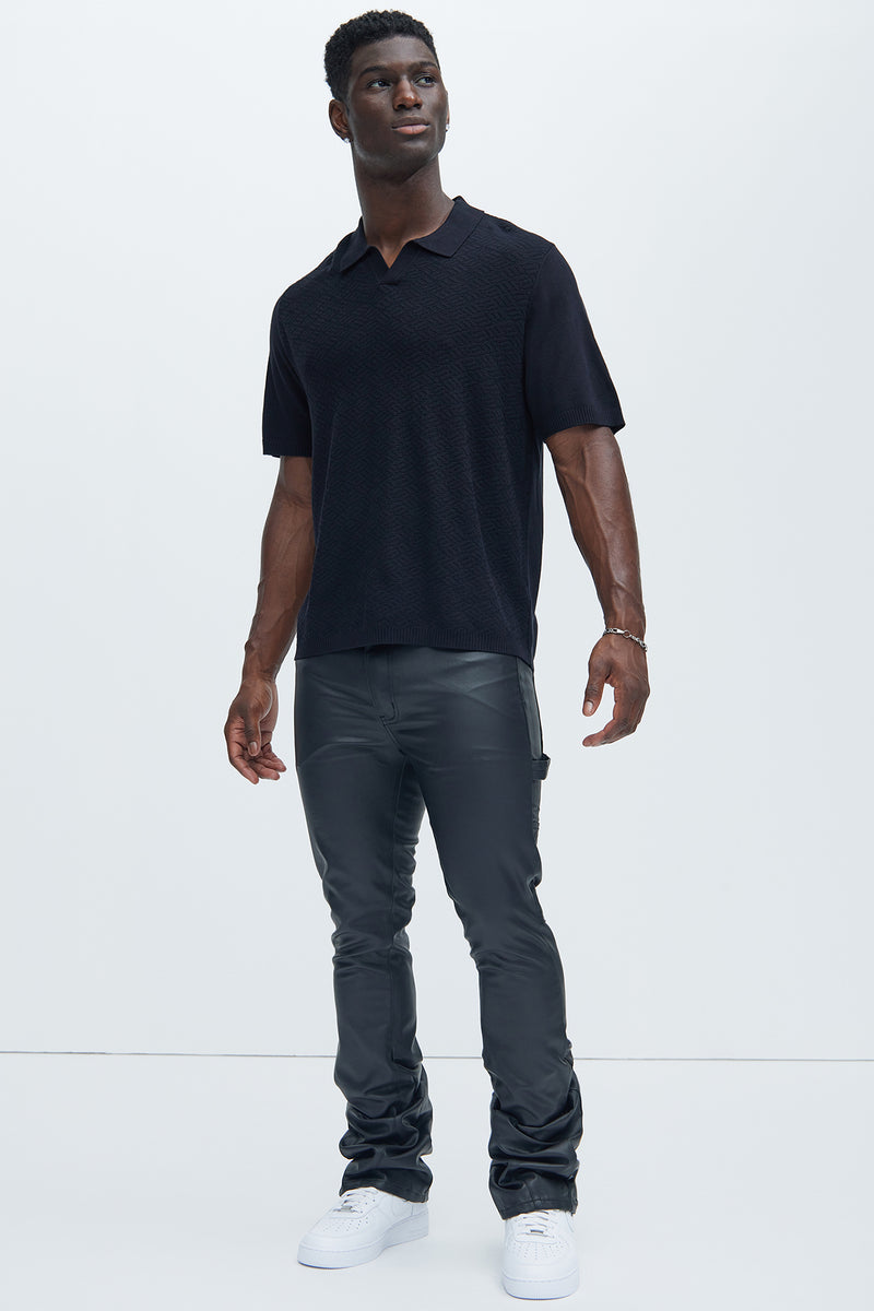 Keep It Solid Faux Leather Stacked Skinny Flare Pants - Black | Fashion ...