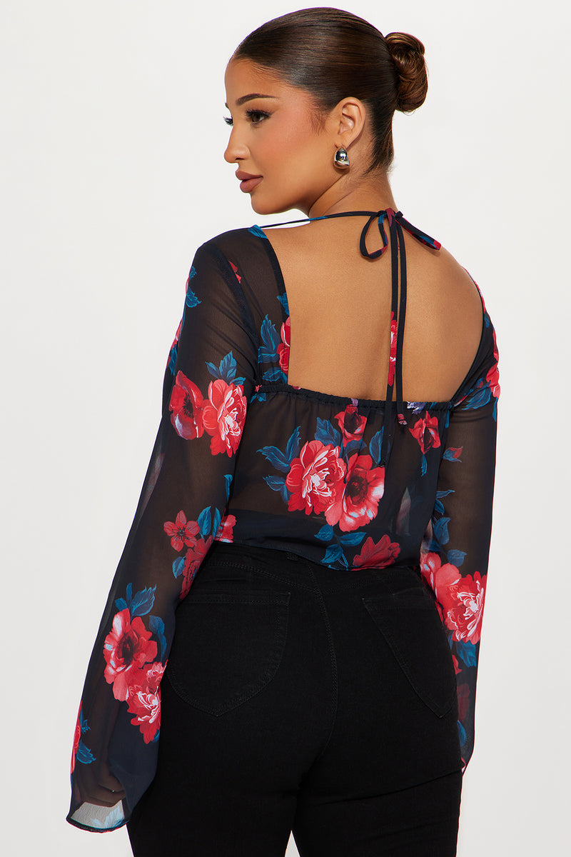 Laina Floral Blouse Top - Black/Red | Fashion Nova, Shirts & Blouses ...