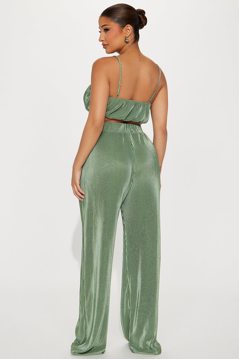 Daisy Plisse Pant Set - Sage | Fashion Nova, Matching Sets | Fashion Nova