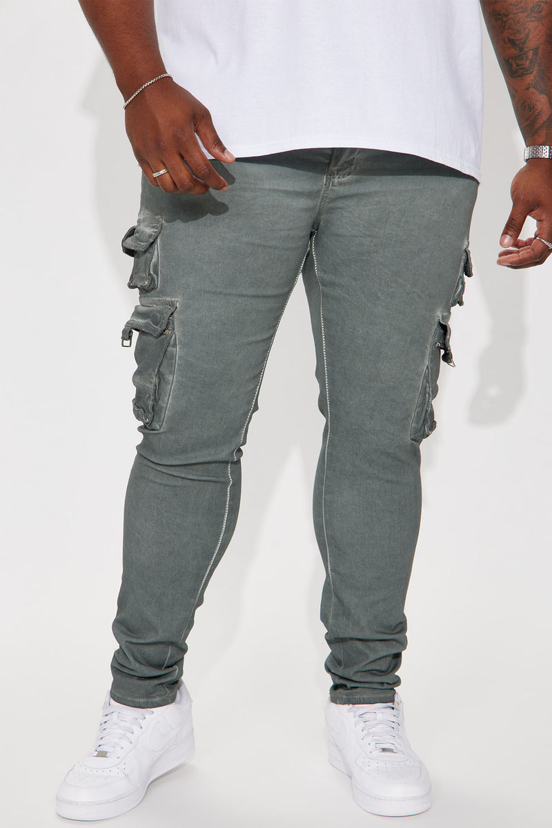 Loaded Stacked Skinny Cargo Jeans - Charcoal | Fashion Nova, Mens Jeans ...