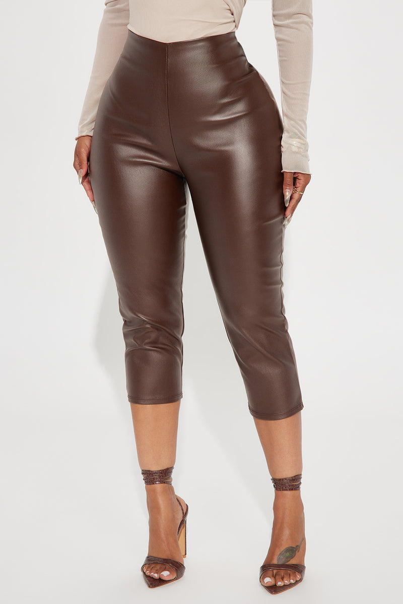 Martini Nights Faux Leather Capri Pant - Brown | Fashion Nova, Pants ...