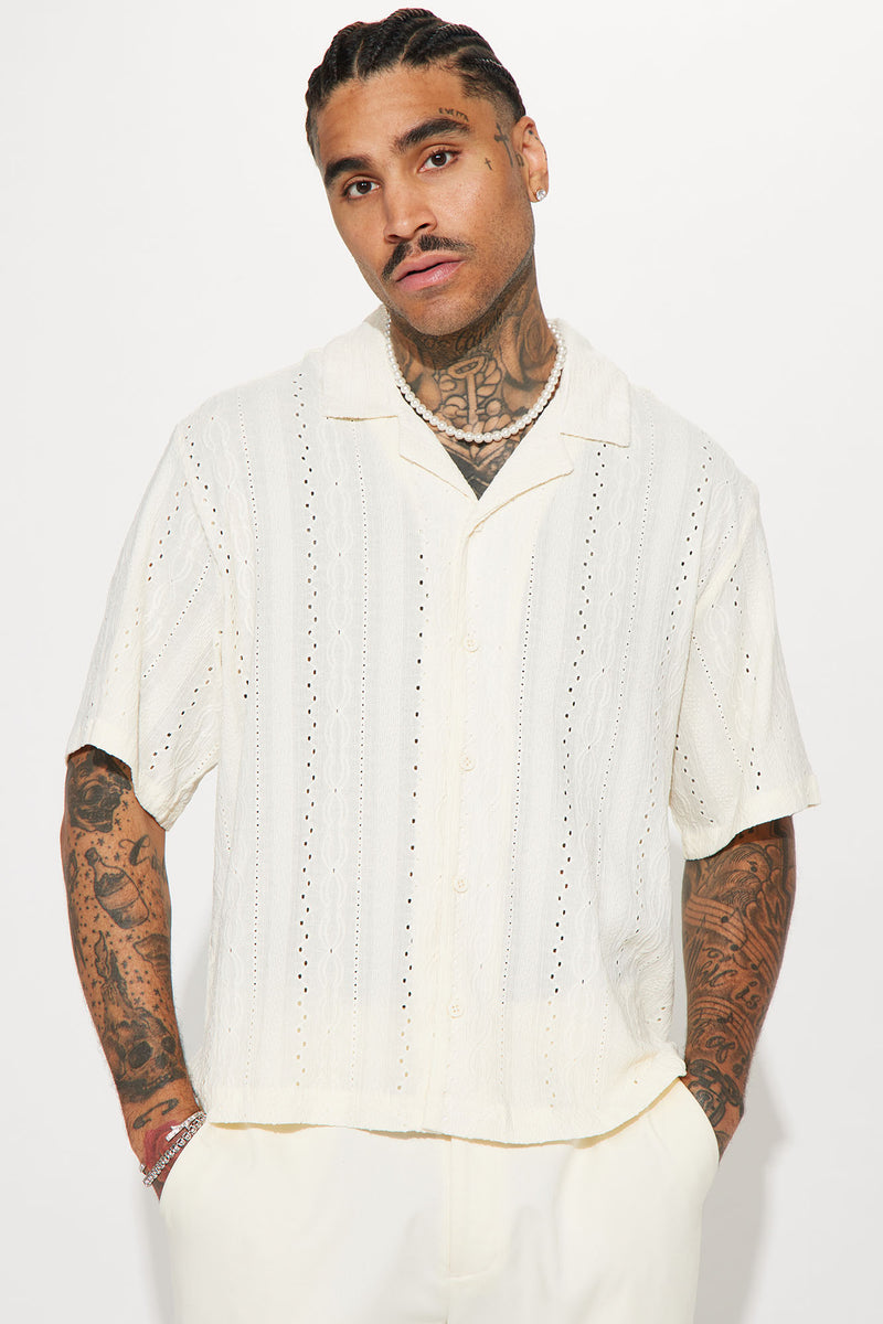 Meant For You Jacquard Short Sleeve Button Up - Cream | Fashion Nova ...