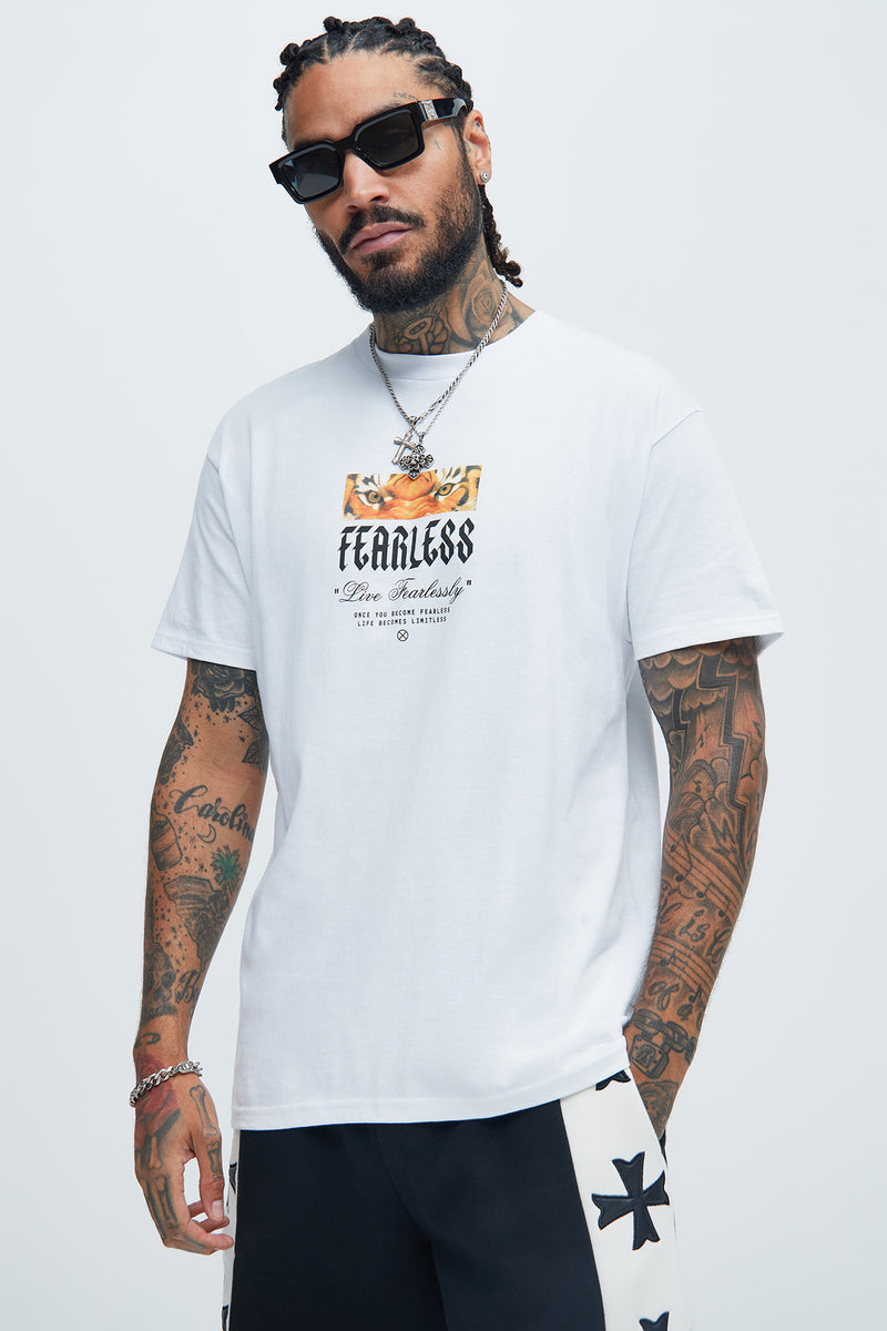 Live Fearless Short Sleeve Tee - White | Fashion Nova, Mens Graphic ...