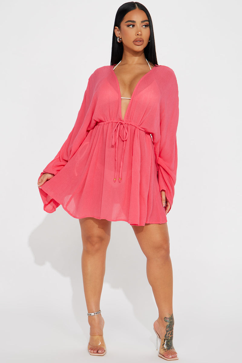 Breezy Nights Linen Swim Cover Up Dress - Hot Pink | Fashion Nova ...