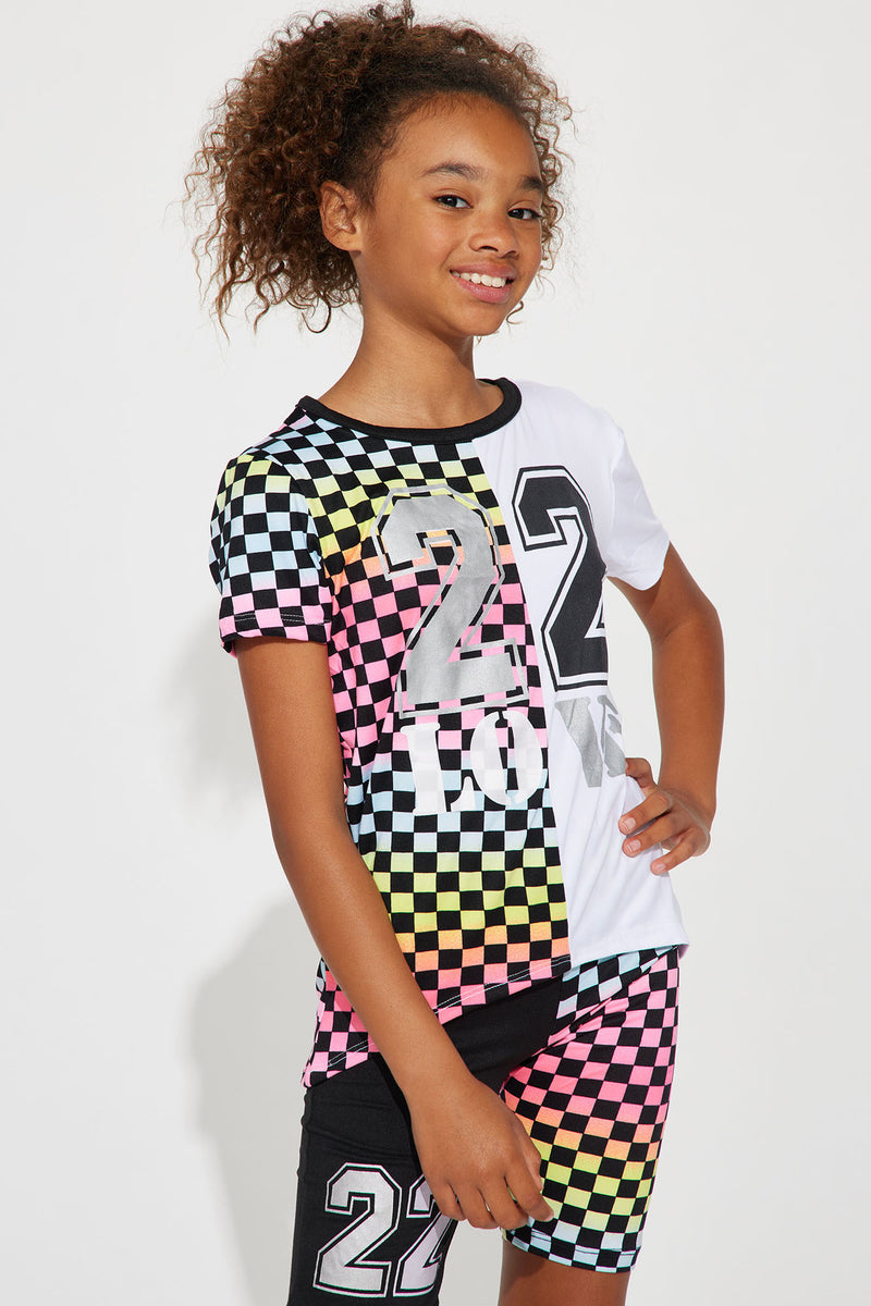 Mini 22 Love Yummy Biker Short Set - White/Black | Fashion Nova, Kids Sets | Fashion Nova