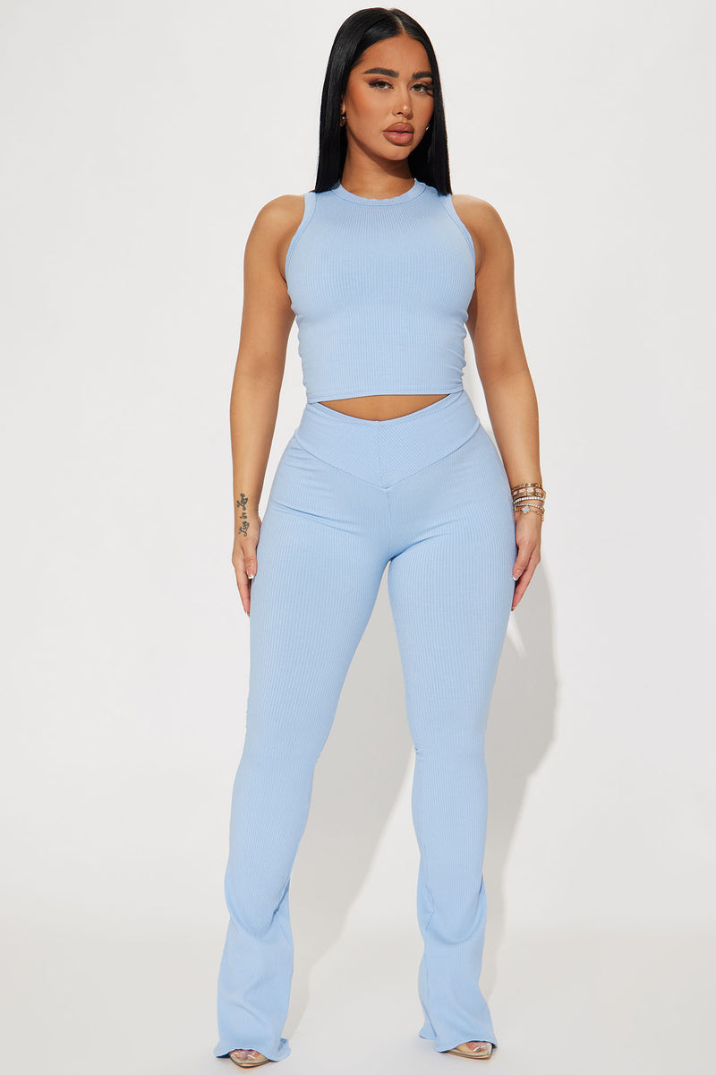 Out For The Day Ribbed Pant Set - Light Blue | Fashion Nova, Matching ...