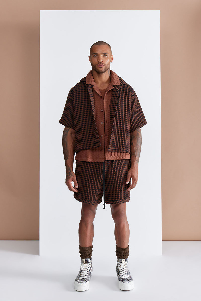 Dimensional Textured Button Up Shirt - Black/Brown | Fashion Nova, Mens ...