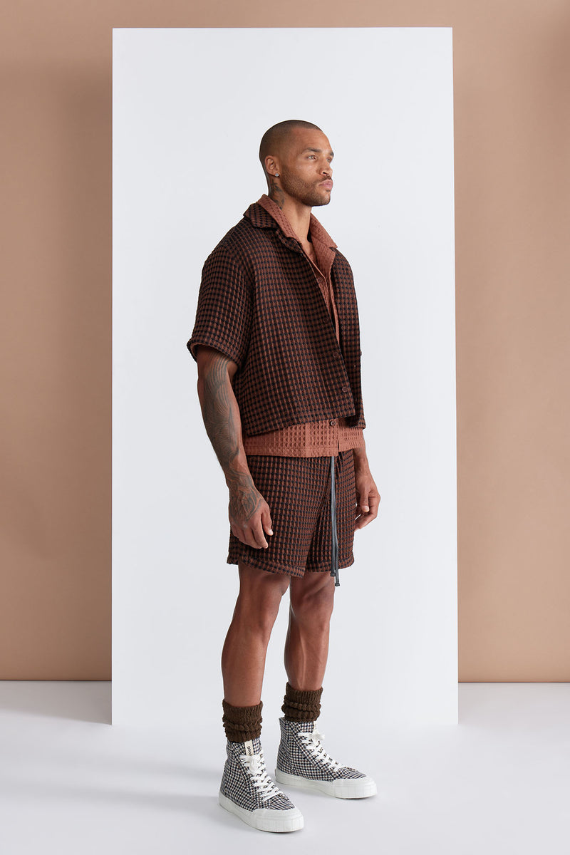 Dimensional Textured Button Up Shirt - Black/Brown | Fashion Nova, Mens ...