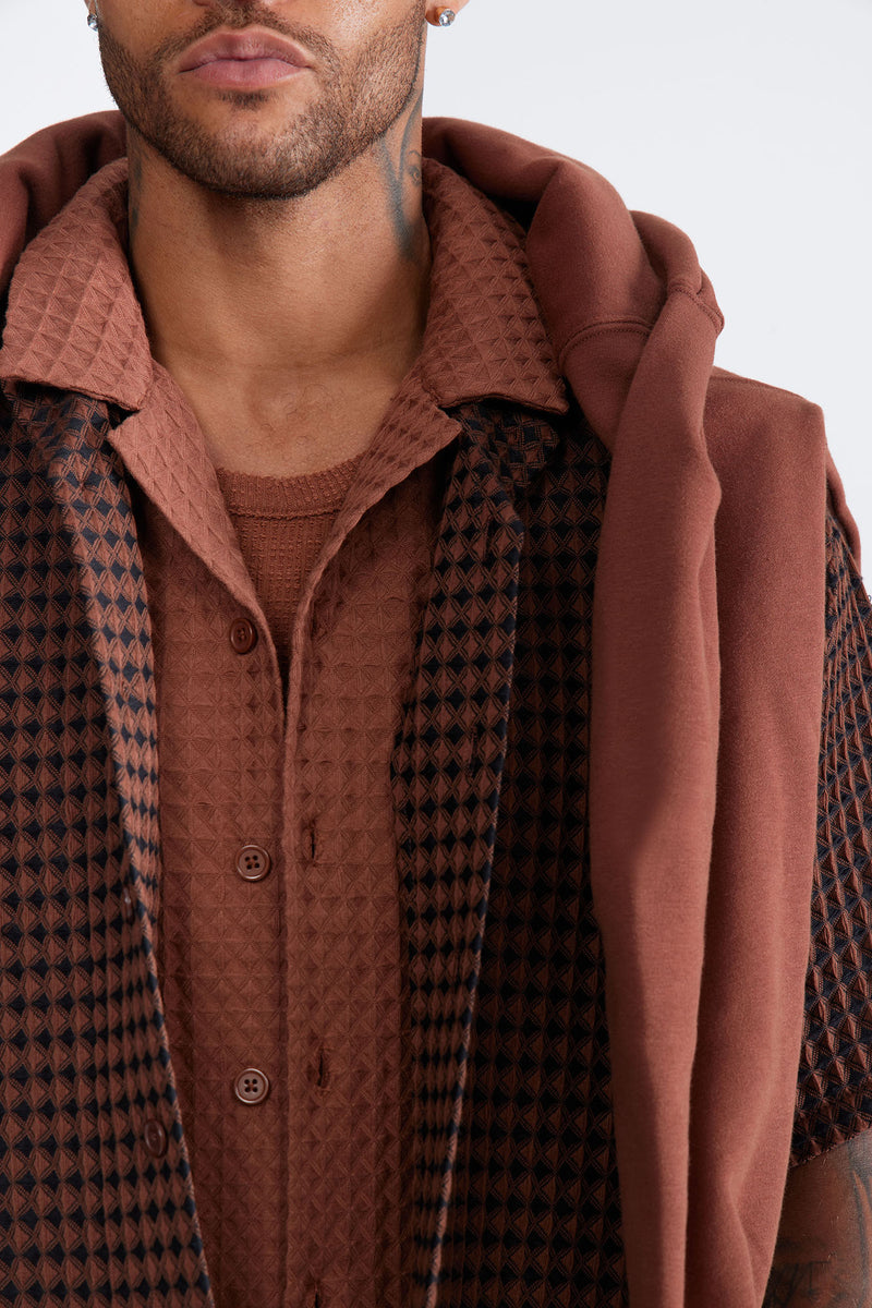Dimensional Textured Button Up Shirt - Black/Brown | Fashion Nova, Mens ...