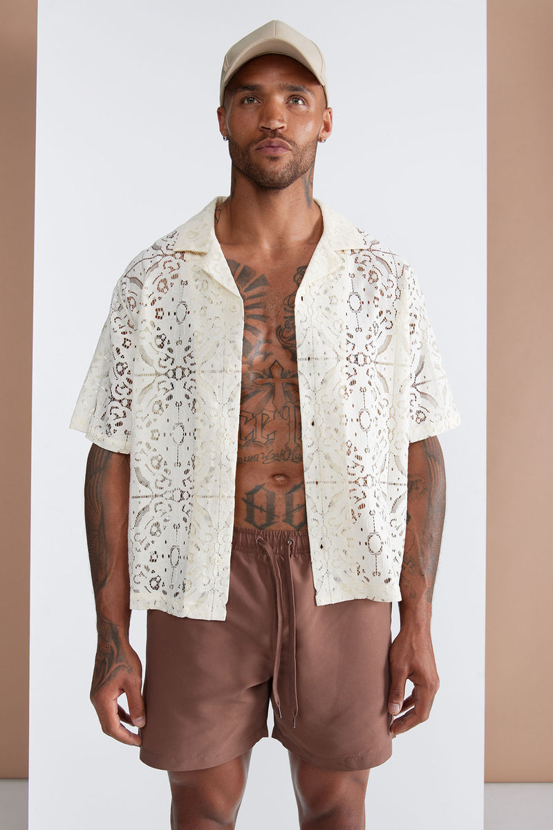 Light The Way Textured Short Sleeve Button Up - Cream | Fashion Nova ...