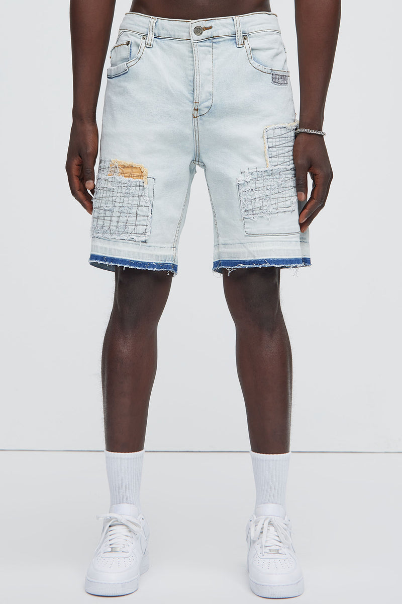 No Fix Stitched Denim Shorts - Light Wash | Fashion Nova, Mens Denim ...