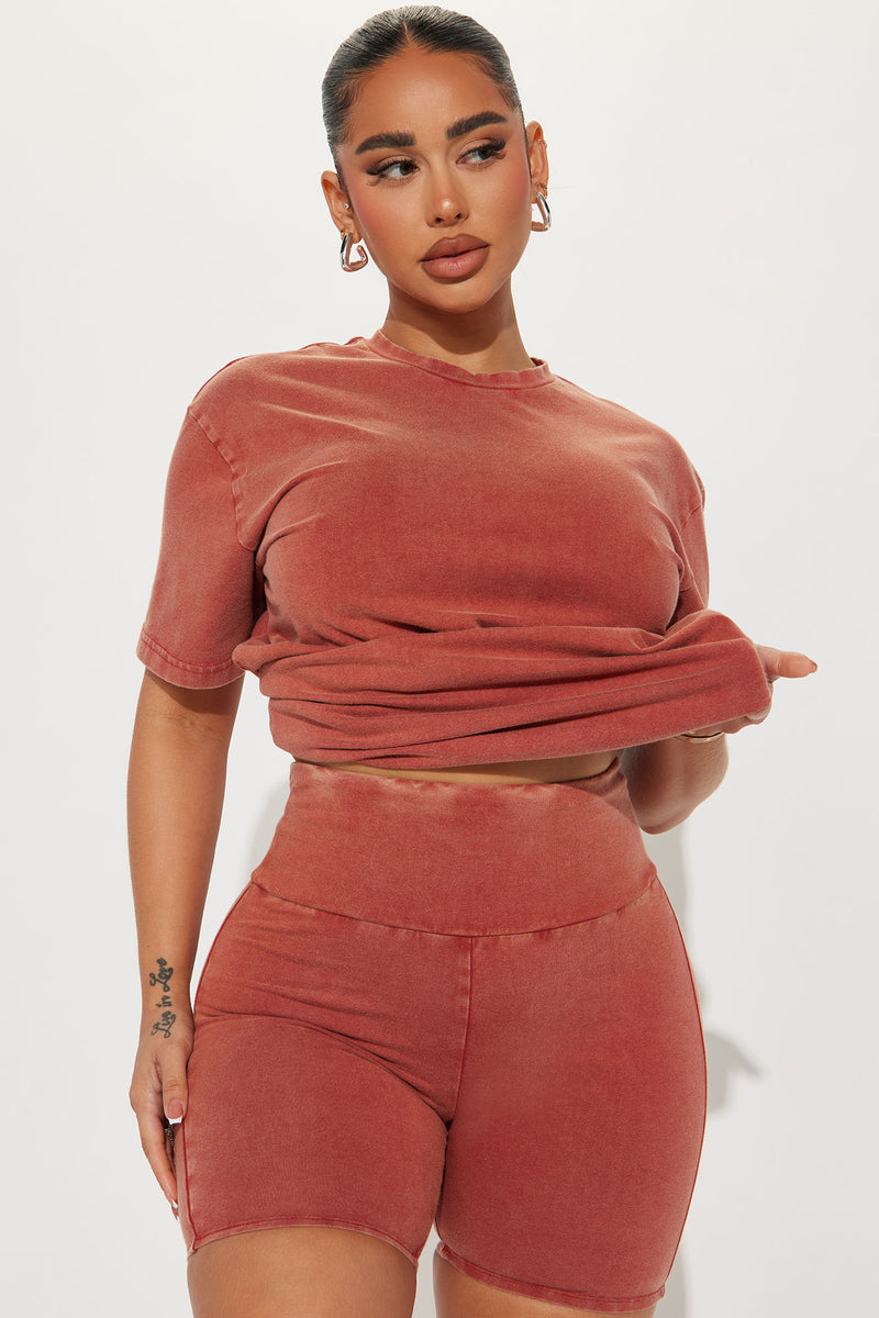 Stepping Out Mineral Wash Short Set - Rust | Fashion Nova, Matching ...