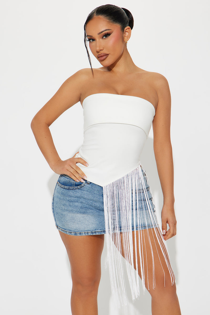 Trish Fringe Tube Top - Ivory | Fashion Nova, Knit Tops | Fashion Nova