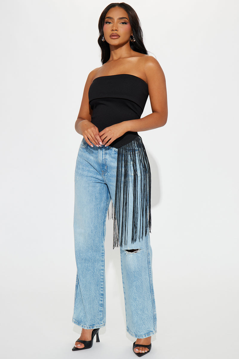 Trish Fringe Tube Top - Black | Fashion Nova, Knit Tops | Fashion Nova