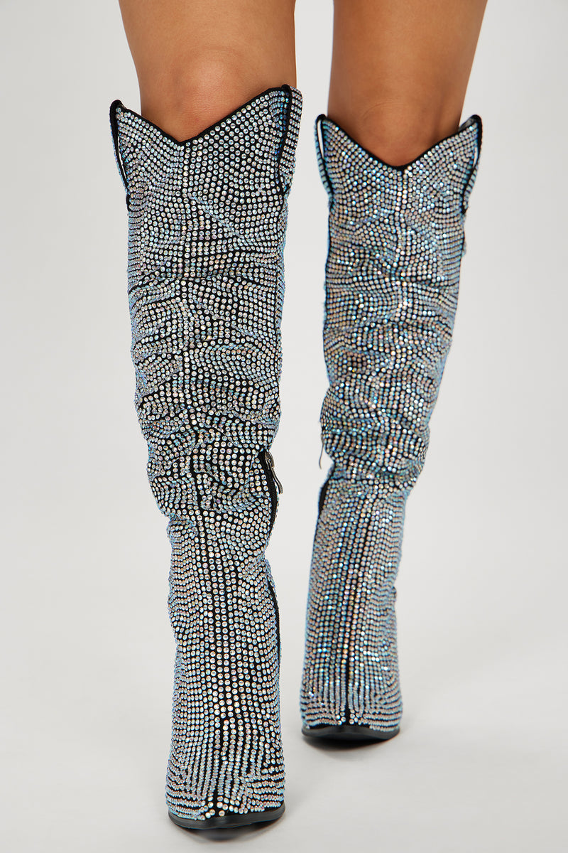 Seeing Diamonds Knee High Boots - Silver | Fashion Nova, Shoes ...
