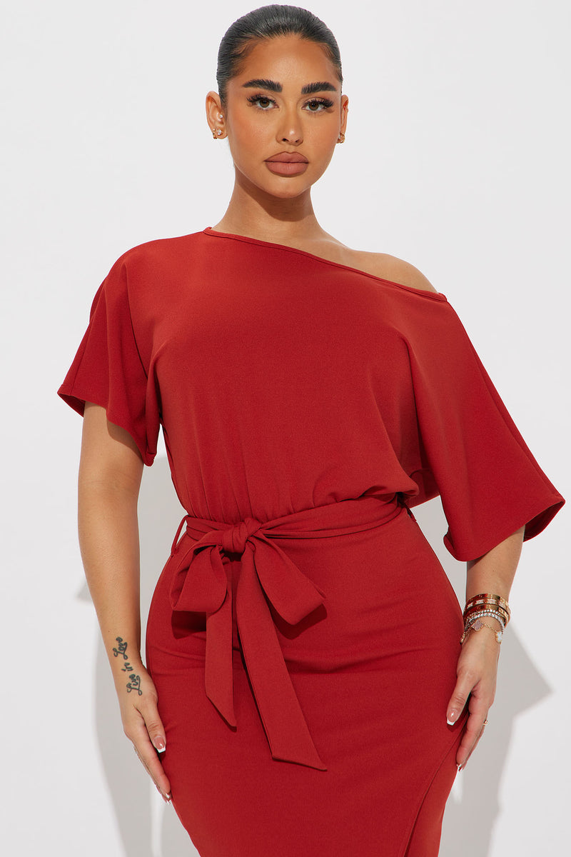 Please Hold Midi Dress - Rust | Fashion Nova, Dresses | Fashion Nova