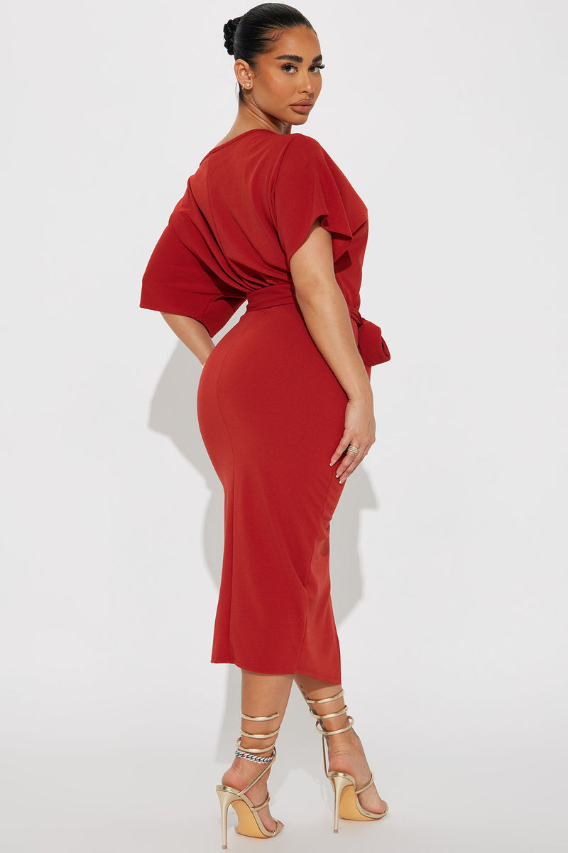 Please Hold Midi Dress - Rust | Fashion Nova, Dresses | Fashion Nova
