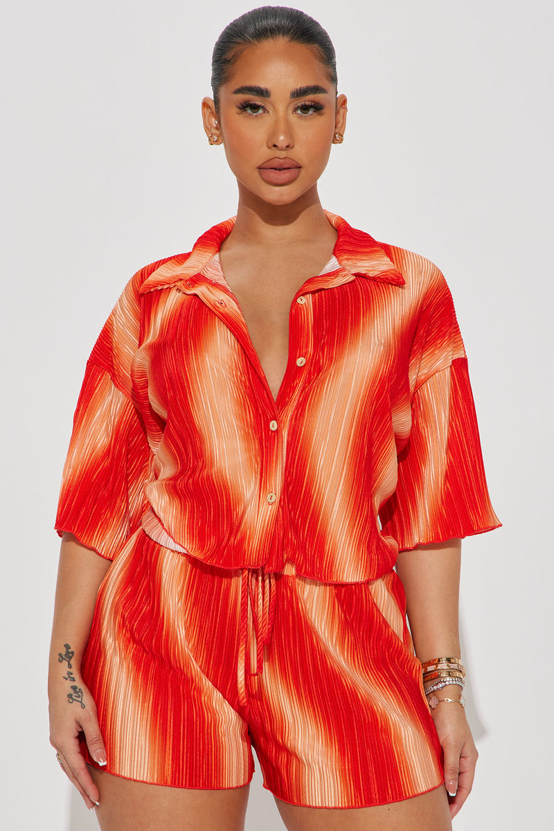 Adella Plisse Short Set - Orange | Fashion Nova, Matching Sets ...