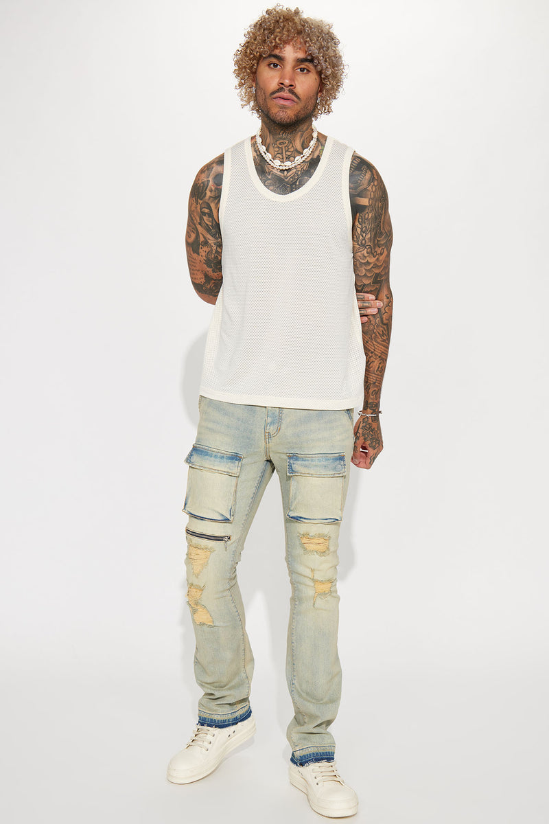 Pockets Full Of Money Stacked Skinny Flare Jeans - Vintage Blue Wash ...