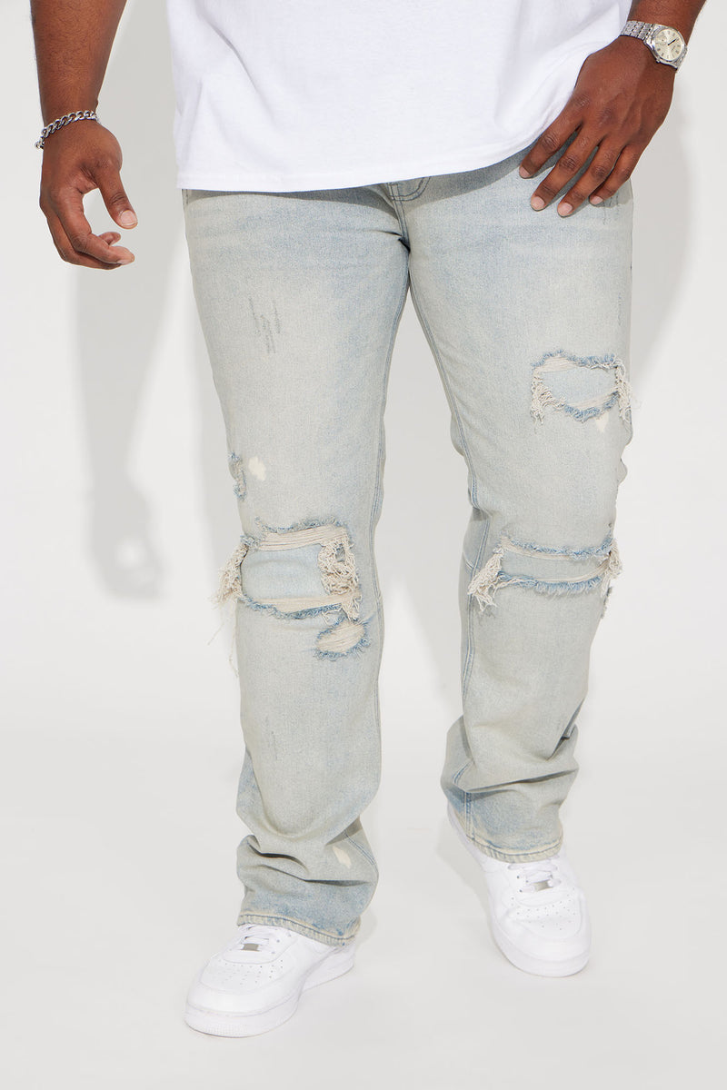 Ripped Stacked Skinny Flare Jeans - Light Wash | Fashion Nova, Mens ...