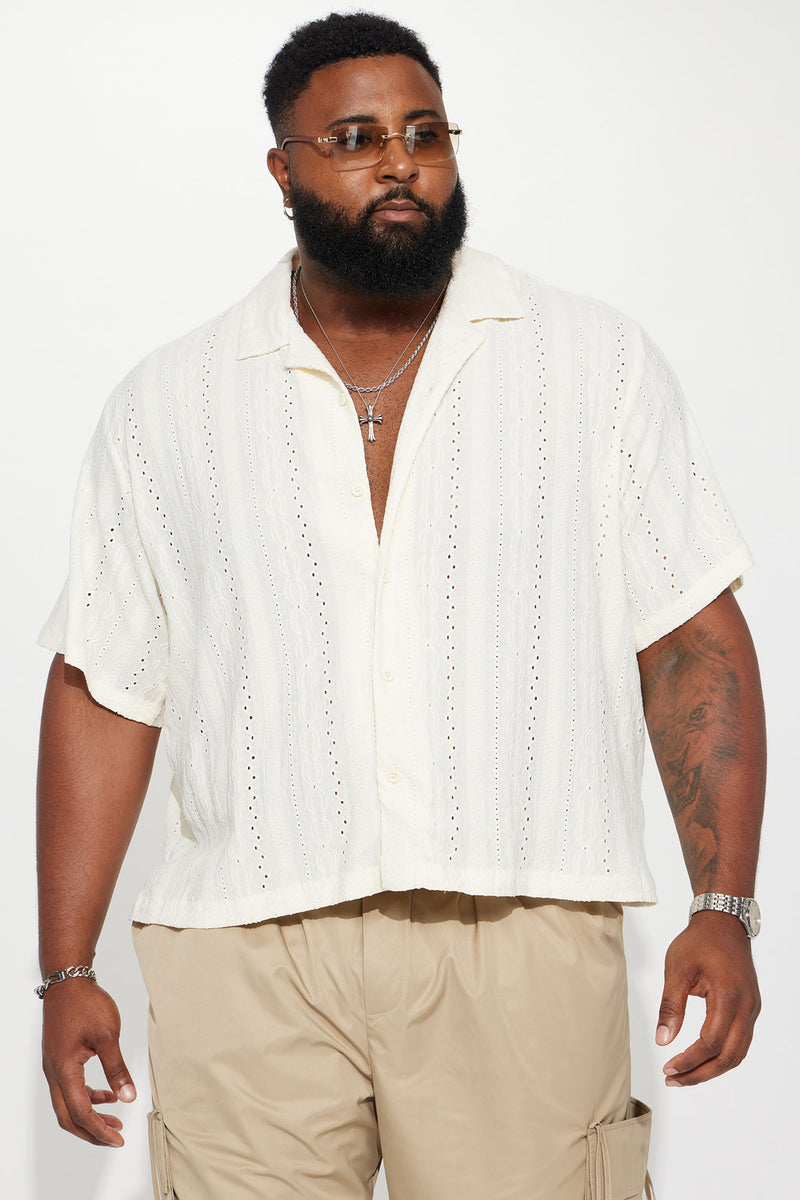 Meant For You Jacquard Short Sleeve Button Up - Cream | Fashion Nova ...