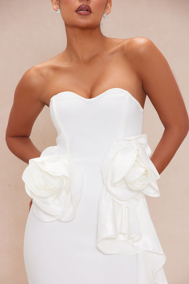 Nadia Flower Bandage Gown - White | Fashion Nova, Luxe | Fashion Nova