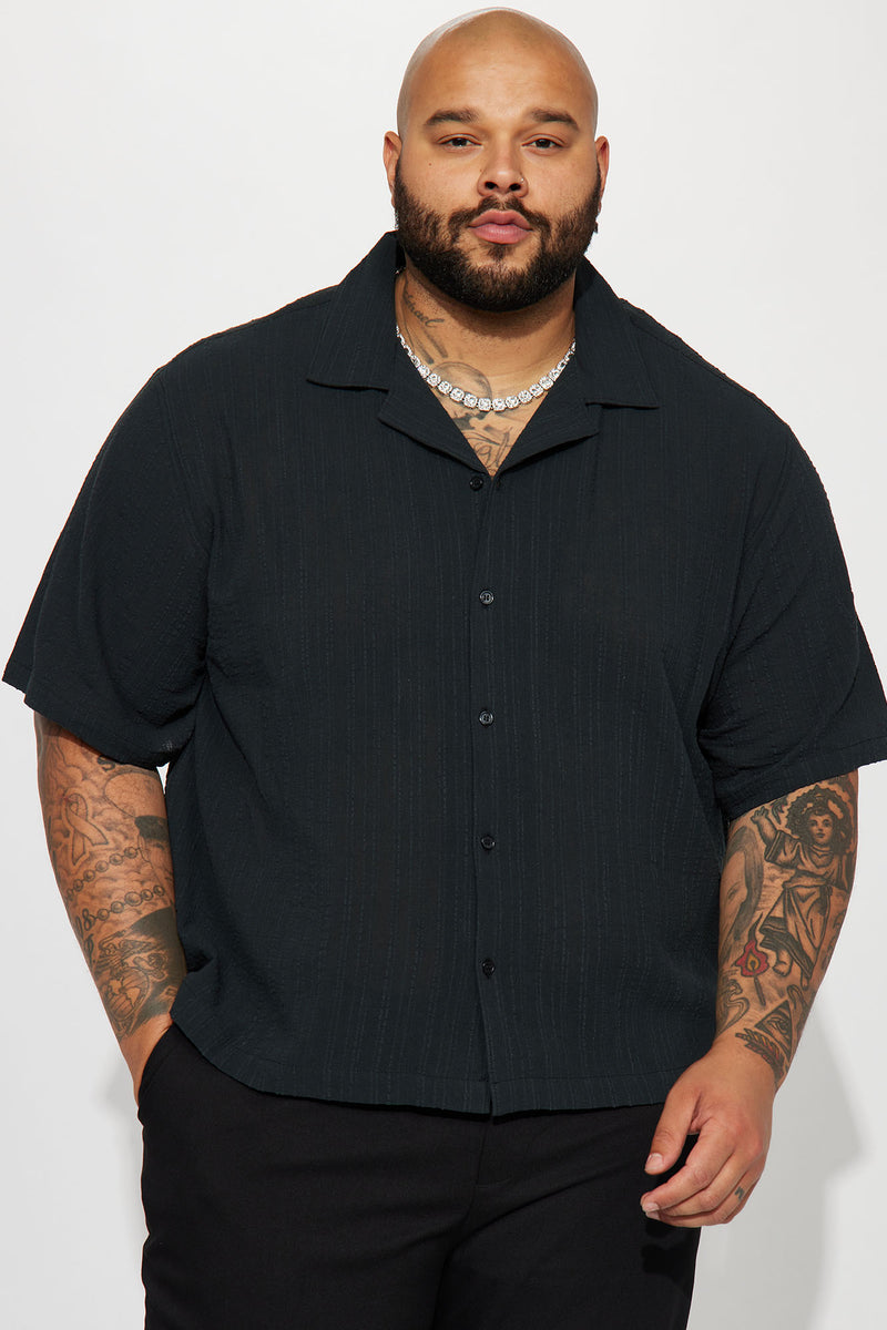 Dodging Raindrops Textured Button Up Shirt - Black | Fashion Nova, Mens ...