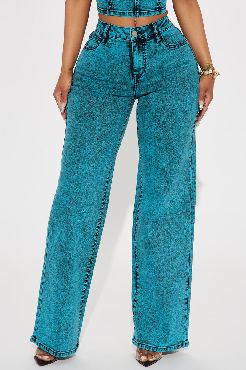 Cyan Stretch Straight Leg Jeans - Teal | Fashion Nova, Jeans | Fashion Nova