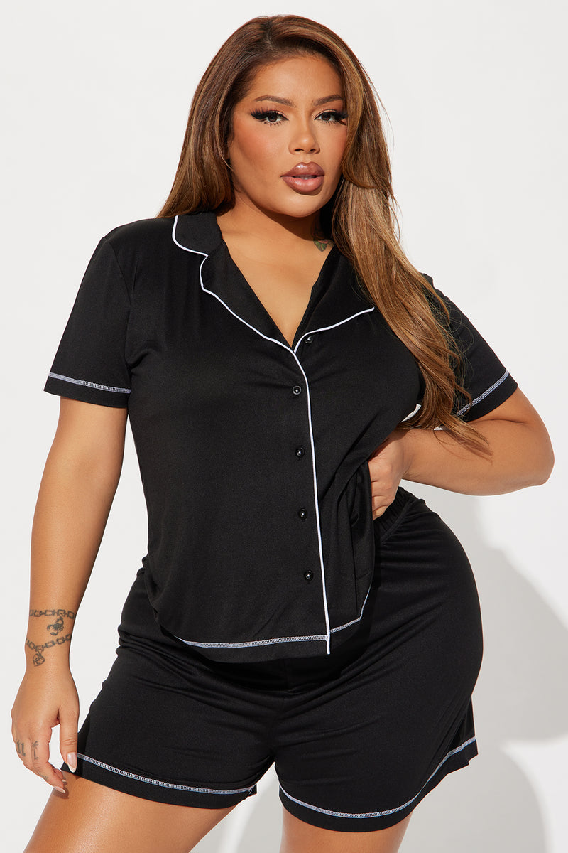 Girl's Night PJ Short Set - Black | Fashion Nova, Lingerie & Sleepwear ...