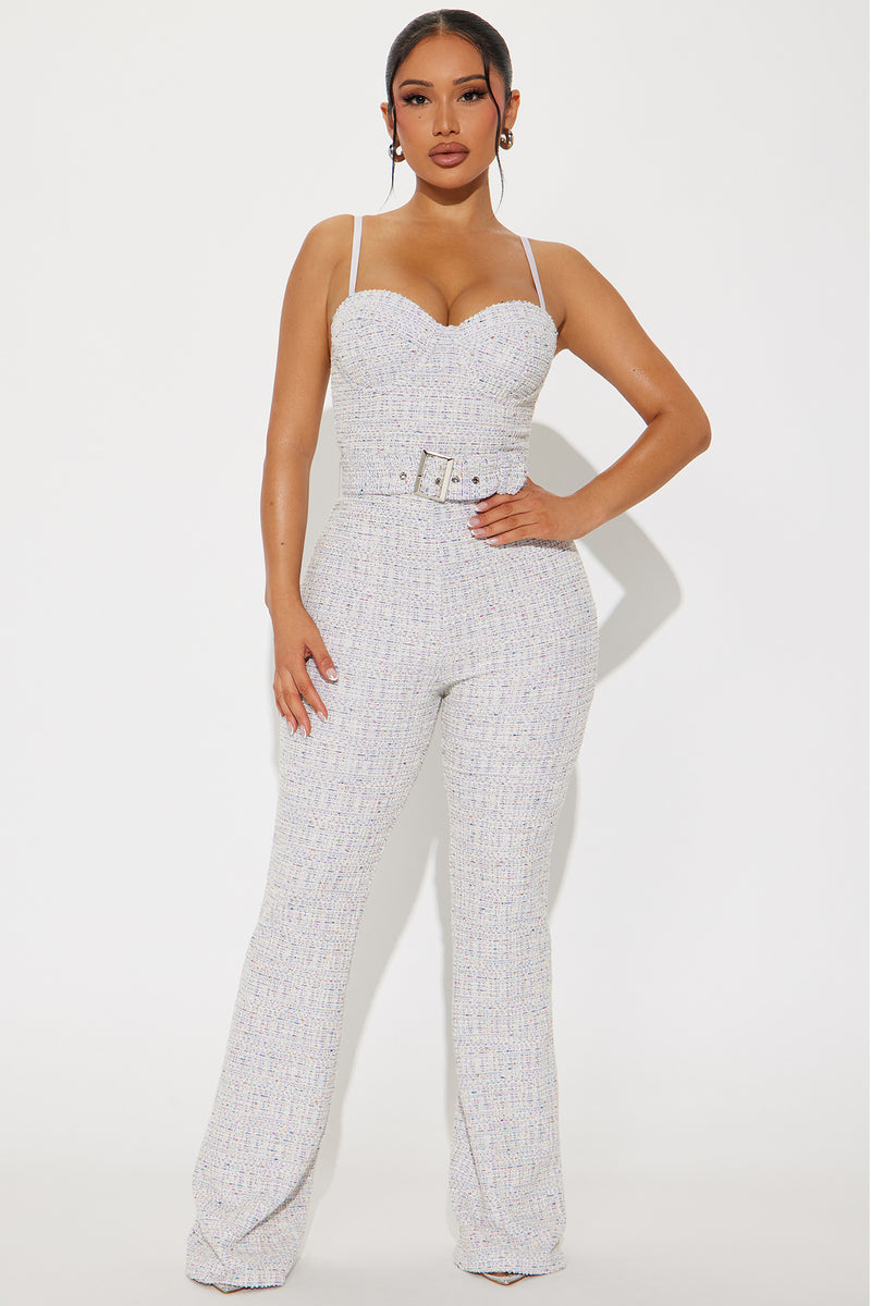 Always In Tune Tweed Jumpsuit - Lavender/combo | Fashion Nova ...