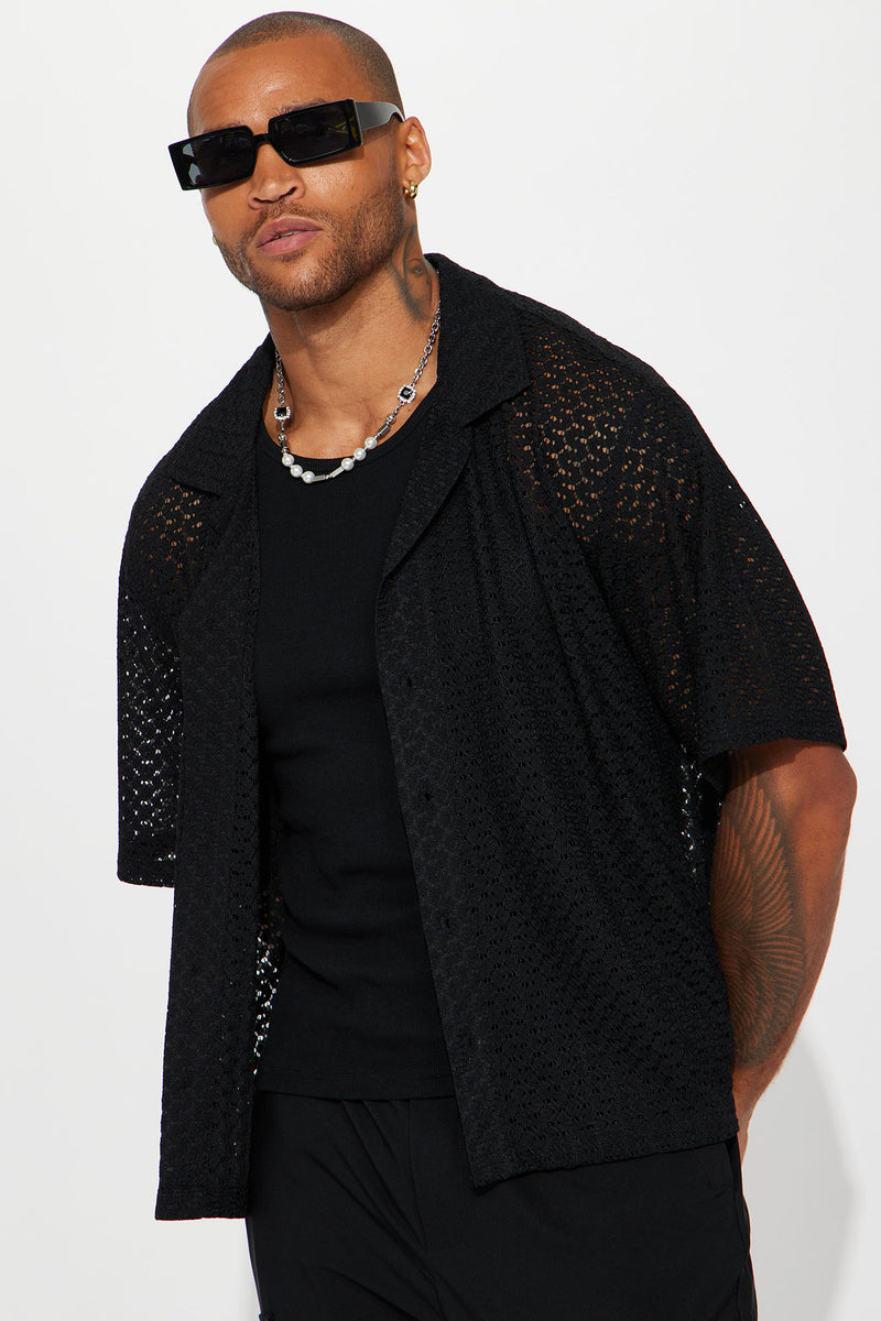 Link Up Textured Button Up Shirt - Black | Fashion Nova, Mens Shirts ...