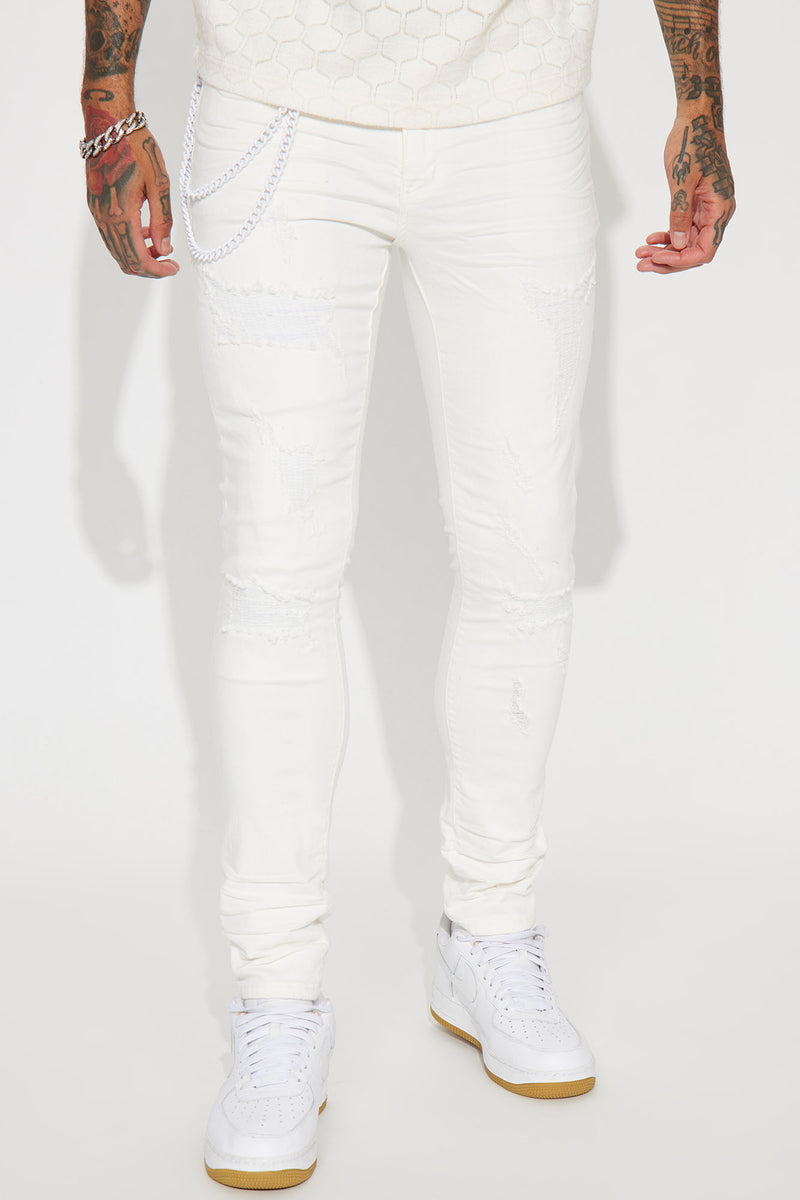 Give Me Ripped Stacked Skinny Jeans - White | Fashion Nova, Mens Jeans ...