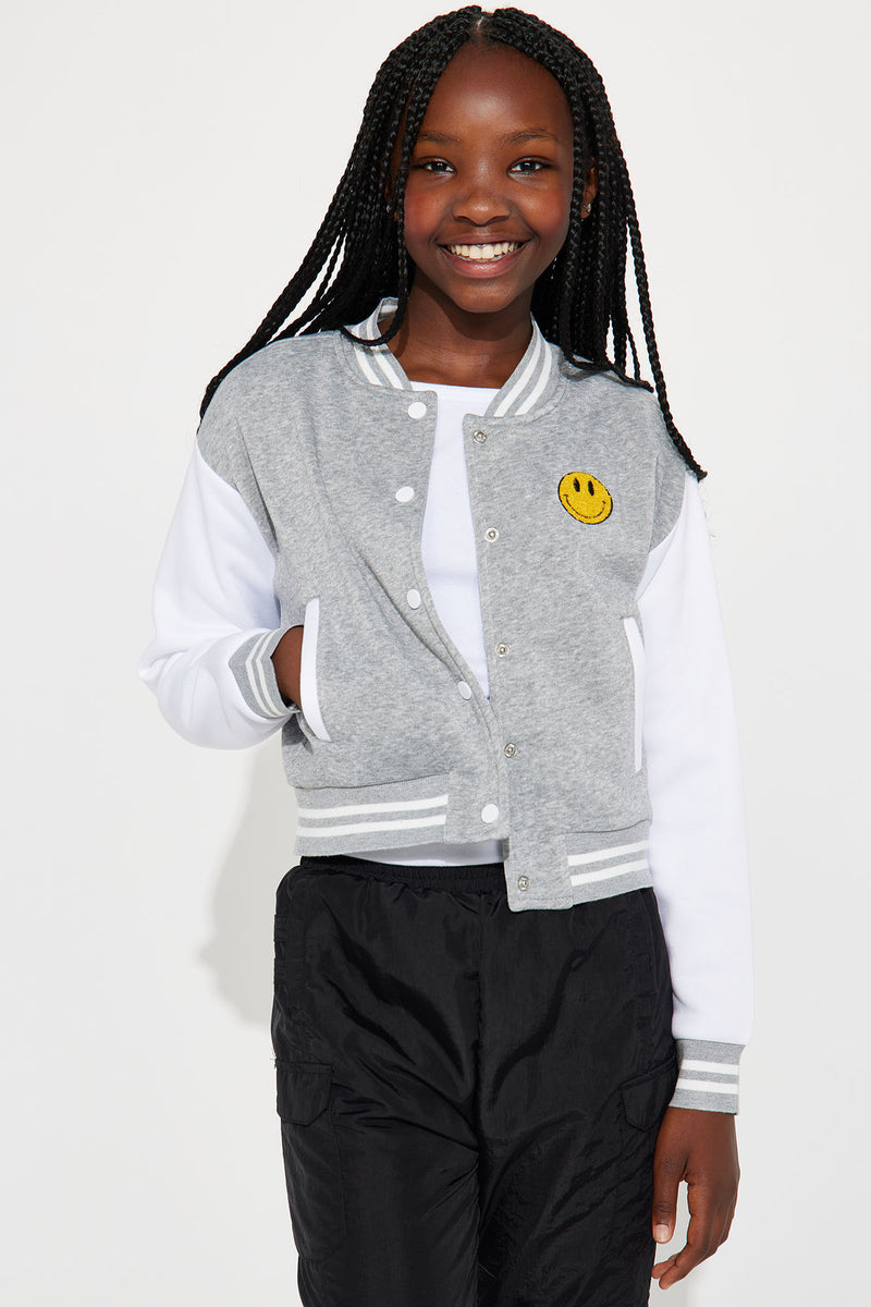 Mini Fleece Letterman Bomber Jacket - Heather Grey | Fashion Nova, Kids ...