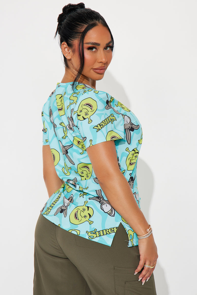 Best Buds Shrek And Donkey Uniform Scrub Top - Teal/combo | Fashion ...