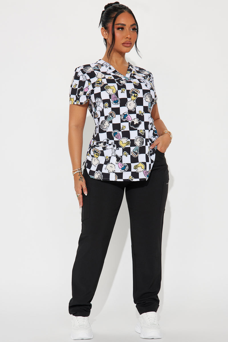 Peanuts And Friends Uniform Scrub Top - Black/White | Fashion Nova ...