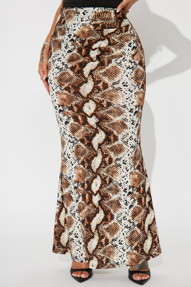 Setting Boundaries Python Maxi Skirt - Brown/combo | Fashion Nova ...