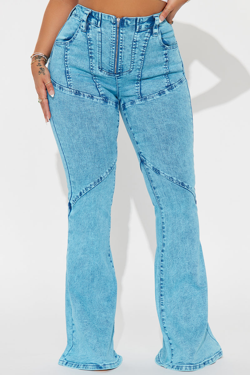 Couldn't Be Better Stretch Acid Wash Flare Jeans - Blue | Fashion Nova ...