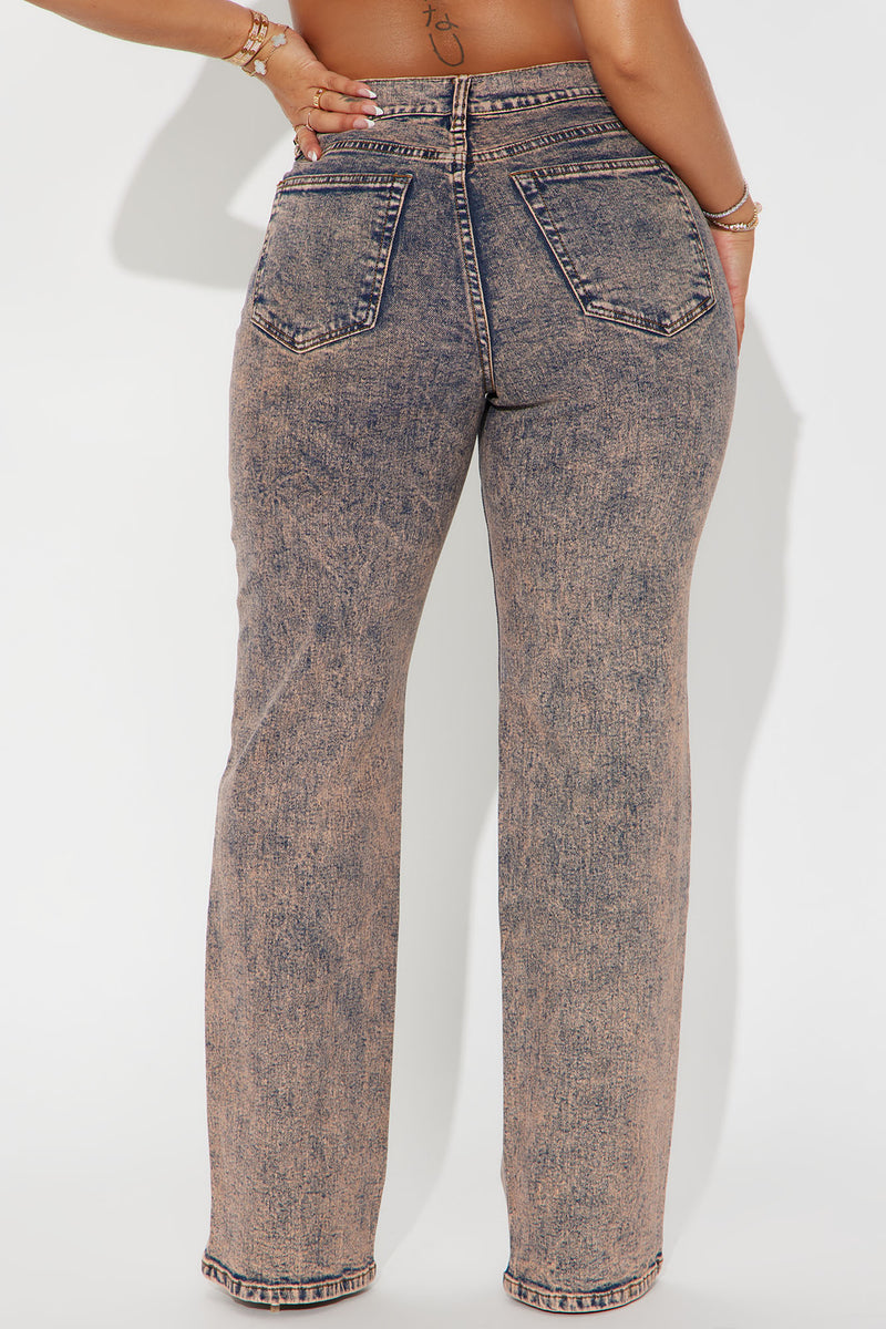 Show You Off Acid Wash Stretch Straight Leg Jeans - Rust | Fashion Nova ...